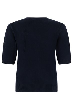 Fabiana Filippi Womens Sweater Three-Quarter Sleeve Midnight Blue Virgin Wool