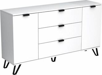 Vente-Unique Buffet avec 2 portes et 3 tiroirs - Blanc et noir - MENODA