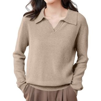 Generic Pull Cachemire Femme El&eacute;gant Hunts Maille &agrave; Manches Longues Col V L&eacute;ger Doux Hauts Confortable et Chaud Femme Pulls Classique Uni Pulls Tenue D&eacute;contra