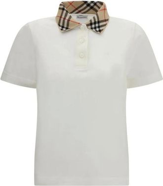 Burberry Femme, Tops, Blanc, Taille: 38 FR Polo en coton avec patte de boutonnage