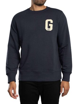 GANT Herren G Badge Sweat C-Neck Sweatshirt, Evening Blue, XXL