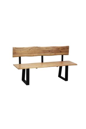 Livetastic Sitzbank, Schwarz, Akazie, Holz, Metall, Akazie, vollmassiv, Holz, 3-Sitzer, 160x85x50 cm, Esszimmer, B&auml;nke, Sitzb&auml;nke