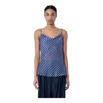Dries Van Noten Femme, Blouses et Chemises, Bleu, Taille: 40 FR Diagonal Stripe Camisole Top