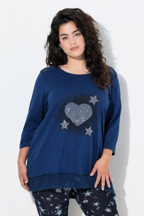 Angel Of Style T-Shirt T-Shirt A-Linie glitzerndes Herz Mesh-Eins&auml;tze