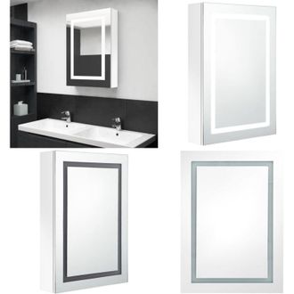 vidaXL Armoire de salle de bain &agrave; miroir LED Blanc brillant 50x13x70cm - Meuble De Salle De Bain - Armoire De Salle De Bain - Miroir Led - &Eacute;clairage Salle