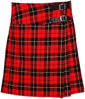 Shyne Kilts U.K Jupe Kilt Longueur Genou pour Femme 50,8 cm Longueur &agrave; Carreaux &eacute;cossais pliss&eacute;s - Wallace - Rouge, 18, Rouge, 18