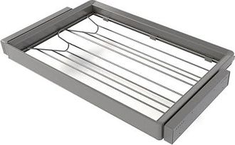 Emuca Kit tiroir &agrave; chaussures et rack ajustable Quartz pour armoires, glissi&egrave;res extension totale et &agrave; fermeture douce, Module 80cm, Finition Titane