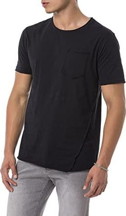 Red Bridge Redbridge Asymmetric Cut T-shirt avec poche poitrine en coton pour homme, Noir, M