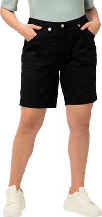 Ulla Popken Damen große Größen Übergrößen Plus Size Cargo-Bermuda, Komfortbund, 4-Pocket-Schnitt schwarz 62 818455100-62