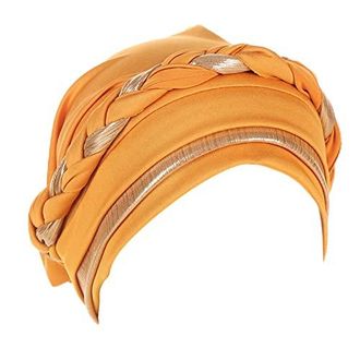 Generic Chapeaux et bonnets pour femmes - Bonnet turban tress&eacute; - Chapeau - Bonnet pour cheveux - &Eacute;charpe enveloppante - Rouge - Adolescents, jaune, taille uni