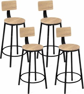 IDMarket Idmarket - Lot de 4 tabourets de bar detroit assise ronde avec dossier design industriel
