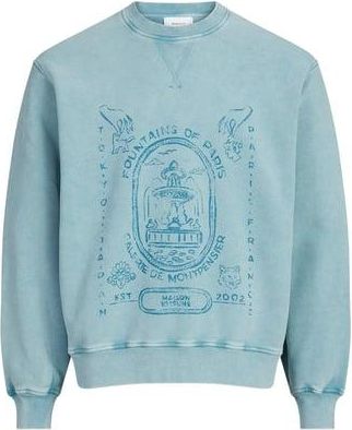 Maison Kitsun&eacute; Sweat ample imprim&eacute; en coton m&eacute;lang&eacute;