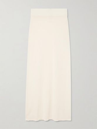 Toteme Lyocell And Cashmere-blend Maxi Skirt - White