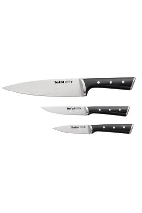 T-fal Ice Force 3-teiliges Messerset, Sch&auml;lmesser 9cm, Chef-Messer 20cm, Universalmesser 11cm, deutscher Edelstahl, ergonomischer Griff, lang anhaltende Sch
