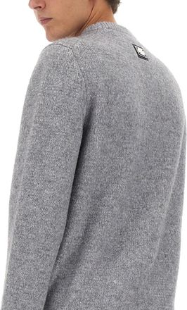 Dolce & Gabbana Logo Plaque Wool Sweater - Gray