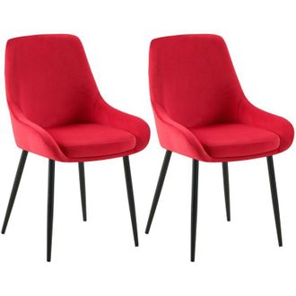 Clp Lot de 2 chaises de salle &agrave; manger Elmira Rouge M&eacute;tal noir mat