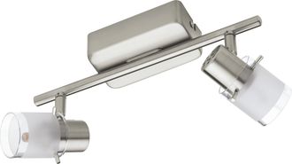 Eglo LED Deckenlampe Orvieto 1, Deckenstrahler, Stahl in nickel-matt, Glas satiniert in weiss, klar warmwei&szlig;