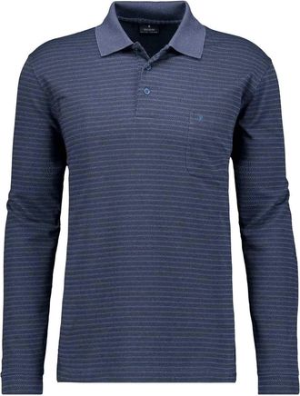 Ragman Herren Softknit-Polo Jacquard, Langarm Marine-070, 3XL