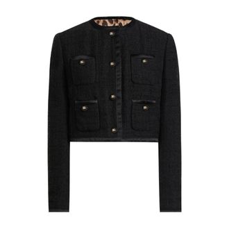 Dolce & Gabbana Baumwoll- und Viskoseblazer mit Animalier-Futter - - Jackets - Damen - Schwarzk - S