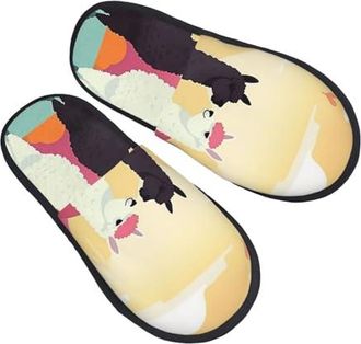 Generic Slippers Alpagas Amoureux Dans Les Montagnes Antidérapantes Pantoufles En Coton Portative Pantoufles Pour Chambre DIntérieur De Camping M