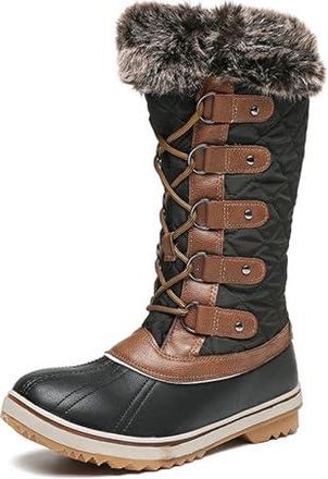 Pangolin Bottes dHiver Femme Imperm&eacute;ables Bottes Neige Chaudes Fourr&eacute;es Antid&eacute;rapantes Outdoor &agrave; Lacets avec Col en Fourrure pour Froid Pluie Neige Marron 42 E