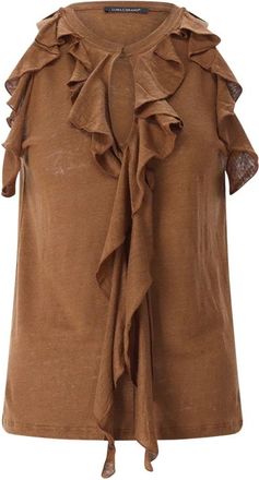 Luisa Cerano Femme, Blouses et Chemises, Brun, Taille: 44 FR Haut en jersey de lin