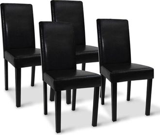 IDMarket Idmarket - Lot de 4 chaises hannah noires pour salle &agrave; manger