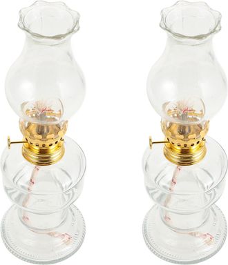 BESPORTBLE 2 St&uuml;ck Retro Glas Petroleumlampe Hand Petroleumlampe mit Ersatzdocht Vintage &Ouml;llampe f&uuml;r Notbeleuchtung und Camping