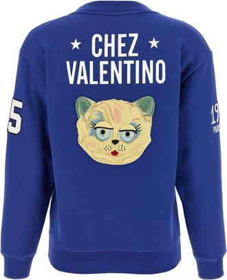 Valentino Garavani Logo-Embellished Cotton Sweatshirt - Blue