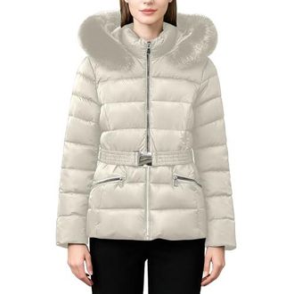 Generic Manteau dhiver pour femme - Manteau matelass&eacute; chaud avec col en fourrure synth&eacute;tique amovible et capuche - Veste dhiver chaude - Veste matelass&eacute;e - Ve