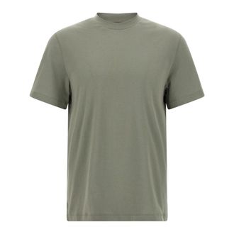 Brioni Homme, Tops, Vert, Taille: XL T-shirt en coton carbon&eacute;