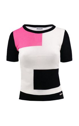 Passioni Kurzarmpullover im Colorblock-Design