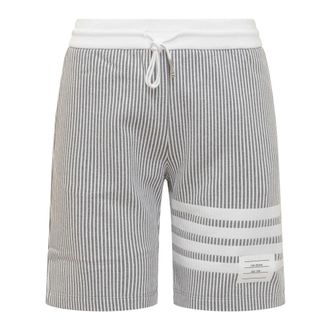 Thom Browne 4-Bar Gestreifte Seersucker Shorts mit Kordelzug - - Shorts - Damen - Grau - 2XS