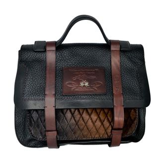 La Martina Schwarze Leder Messenger Bag - - Bags - Damen - Schwarzk - ONE SIZE