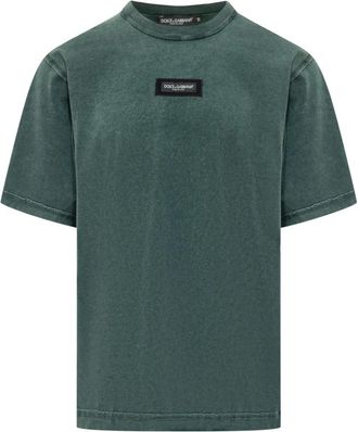Dolce & Gabbana Homme, Tops, Vert, Taille: M T-Shirt MC Giro