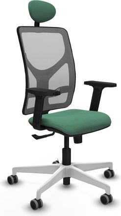 Piqueras y Crespo Telefonstuhl mit 2D-Armlehnen, h&ouml;henverstellbare Lendenwirbelst&uuml;tze und festes Kopfteil, ausgestattet mit 3 Positionen, Grau/Smaragdgr&uuml;n