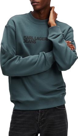 Karl Lagerfeld Herren, Essential Logo Sweat, Normale Passform, Dunkelschiefergrau, L