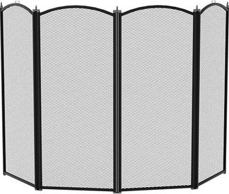Home Discount Fire Screen 4 Panel Spark Guard, Black FREE DELIVERY by Home Discount