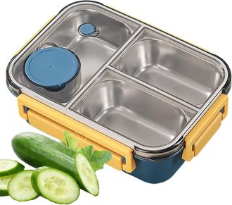 Generic Lunchbox aus Edelstahl, Lunchbox-Behälter - Auslaufsicherer Salatbox-Lunchbehälter mit 3 Fächern | Tragbare Lunchbehälter mit großem Fassungsvermögen,