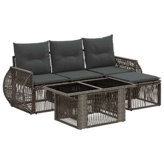 vidaXL Set Divano Da Giardino 5 Pz Grigio E Grigio Scuro Polyrattan Vidaxl
