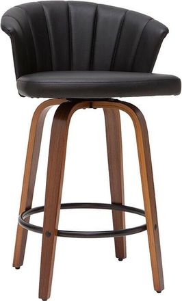 Miliboo Miliboo - Tabouret de bar design pivotant noir et bois foncé H65cm albin