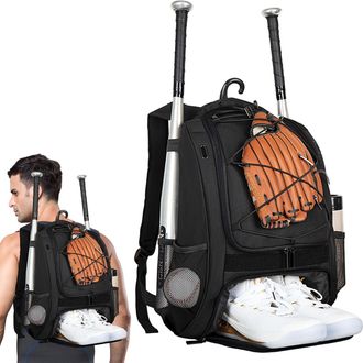 Generic Softball-Rucksack - Baseball-Ausrüstungstasche, 18,5 Zoll, Sportfledermaus-Pack für Jugendliche, langlebiger Organizer mit belüftetem Schuhabschnitt |