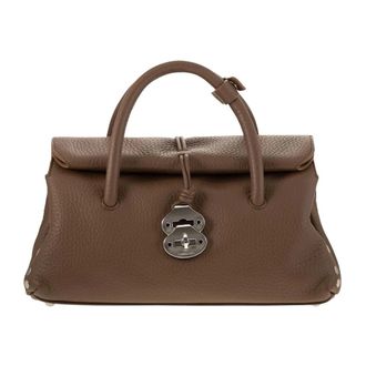 Zanellato Femme, Sacs, Brun, Taille: ONE Size Sac &agrave; main en cuir avec bandouli&egrave;re amovible