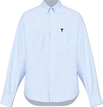 Ami Homme, Chemises, Bleu, Taille: M Chemise avec Logo Brod&eacute;