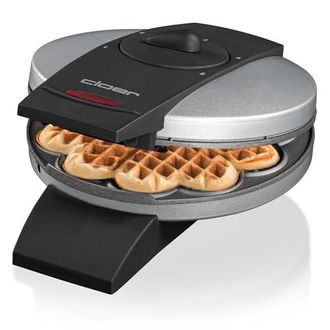 Cloer 1629 Waffeleisen für klassische Herzwaffeln, 930 W, Waffelgröße 15,5 cm, stufenlos wählbarer Bräunungsgrad, Metall, Silber