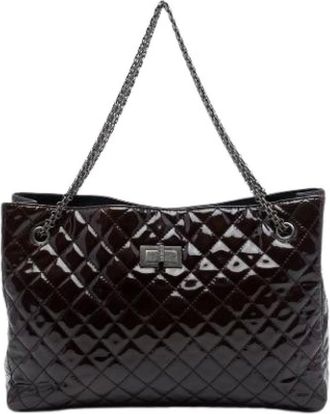Chanel Sac cabas en cuir verni Pre-owned - Femme - Pre-owned - Brun - Taille: ONE Size
