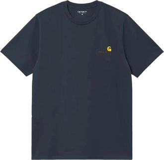 Carhartt Work in Progress Homme, Tops, Bleu, Taille: 2XL American Script T-shirt