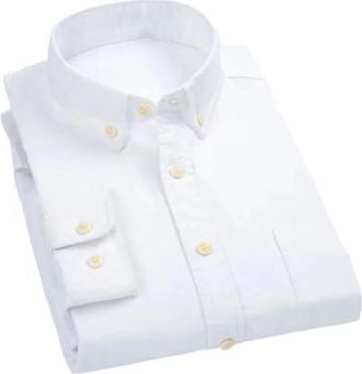 Generic Chemise Oxford &agrave; manches longues pour homme, coupe ajust&eacute;e, unie, chemise de bureau douce boutonn&eacute;e, 18-206, XXL