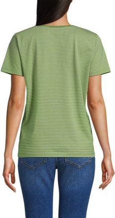 Lands End Supima T-Shirt mit Rundhalsausschnitt, Damen, Größe:40-42 regular, Grün, Baumwolle, by Lands End