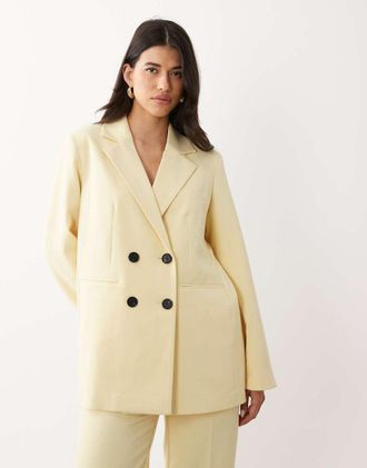 Vero Moda Blazer densemble ajust&eacute; &agrave; double boutonnage - Jaune pastel